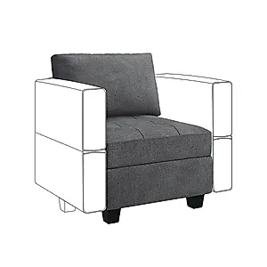 HONBAY Modular Sofa Middle Seat for Modular Sectional Couch Accent Armless Chair with Storage Dark Grey