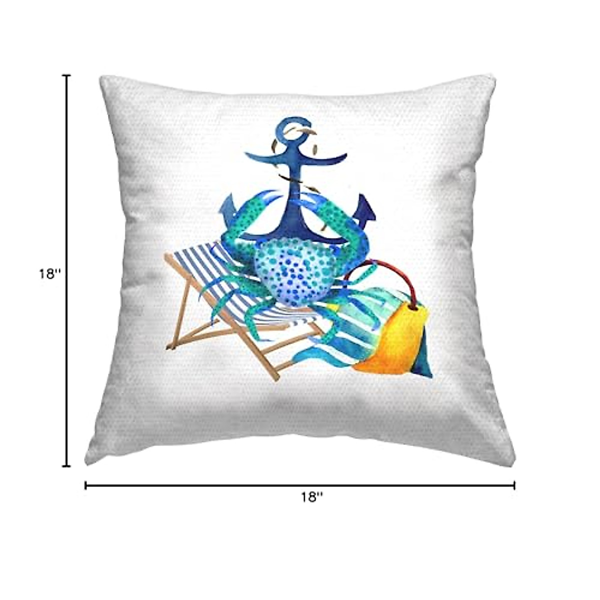 Stupell Industries Summer Beach Anchor Outdoor Printed Pillow, 18 x 18, Blue