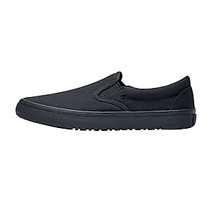 Shoes for Crews Merlin, Slip-On, Men's, Women's, Unisex, Slip Resistant Work Shoes, Black Canvas, Men's Size 6.5, Women's Size 8