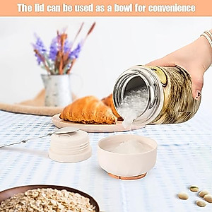 CUPADA Siberian Cat Funny Food Jar, Kitten Face Cute Insulated Hot Food Jars Vacuum 17OZ with Folding Spoon for Work Trip Picnic Camping