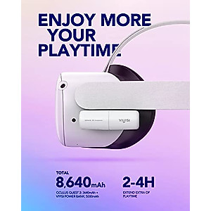 VIYISI Battery Pack for Oculus Quest 2, 5000mAh Small Portable Charger for Meta Quest 2 Accessories, Power Bank Compatible with Quest Pro and PICO 4 and VR Headset, Extend Extra 2-4 Hours Playtime