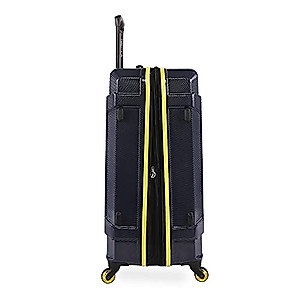 Nautica Maker Hardside Spinner Luggage, Navy/Yellow, Checked-Large 29-Inch