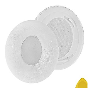 Geekria QuickFit Protein Leather Replacement Ear Pads for Beats Solo HD (810-00012-00) On-Ear Headphones Earpads, Headset Ear Cushion Repair Parts (White)