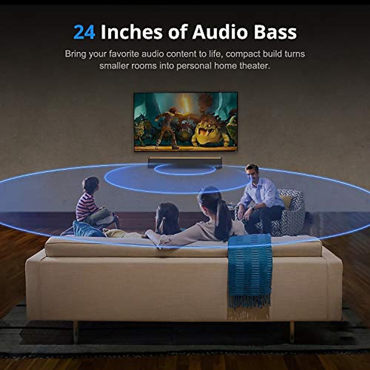 Sound Bar, BESTISAN 60 Watt Sound Bars for TV with Unique Oak Finish Design, 3 Equalizer Modes, Optical/Coax/AUX/USB Driver Connection, Bluetooth 5.0, Bass Adjustable, Deep Bass, 2022 Upgrade Version