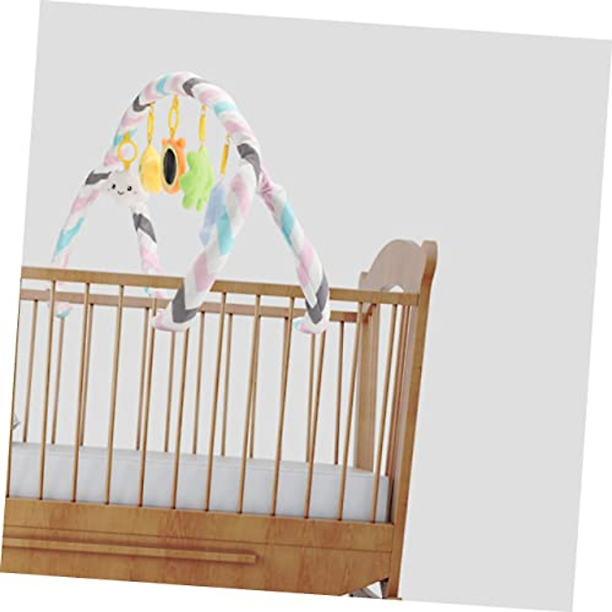 Kisangel 4pcs Stroller Travel Shape Toy with Crib Adorable Rattle Mobile Baby Accessories Seat Bed Pendant Car Soft Play Ornament Learning for Infant Bell Arch Moon Activity Hanging Toys