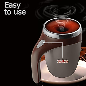 Self Stirring Coffee Mug, Self Mixing Coffee Mug,14Oz Stainless Steel Insulated Reusable Coffee Cup, Spinning Home Office Travel Mixer Cup Best Cute Christmas Birthday Gift (New Coffee)