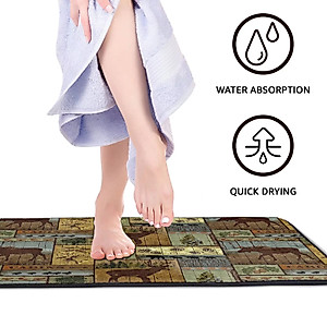 Rustic Moose Deer Kitchen Rugs and Mats Washable Memory Foam Cabin Non Skid Kitchen Mats Under Sink Farmhouose Kitchen Comfort Floor Mats Kitchen Decor for Bathroom Carpet 39" X 20"