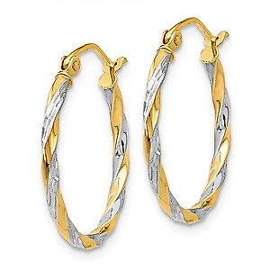 14k Yellow Gold Two Toned Twisted Hoop Earrings - 21mm x 20mm - Jewelry Gifts For Women Wife Mom