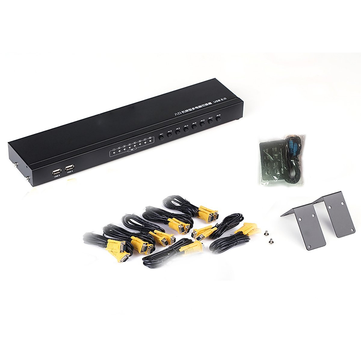RIJER 8 Port Smart KVM Switch Manual Key Press VGA USB Remote Extension Switcher Console with Original Cable 801UK-L
