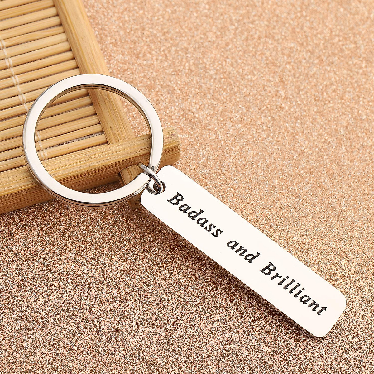 LQRI Funny Keychain Gift Badass & Brilliant Keychain Birthday Gift for Best Friend Girlfriend Badass Mom Badass Bitch (sliver)