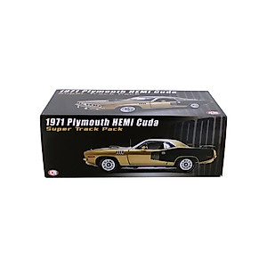 ModelToyCars 1971 Plymouth Hemi Barracuda, Gold Leaf with Black - Acme A1806126-1/18 Scale Diecast Car