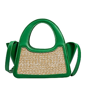 Naimo Straw Rattan Bag for Women Handwoven Crossbody Bag Top Handle Handbag Beach Shoulder Tote Summer Bucket Purse