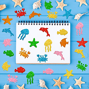 530Pcs Sea Animal Foam Sticker Set with Glitter Accents Self-Adhesive Eyes Perfect for Kids' Crafts DIY Scrapbooking Card Making and Undersea Themed Wall Decorations Gifts