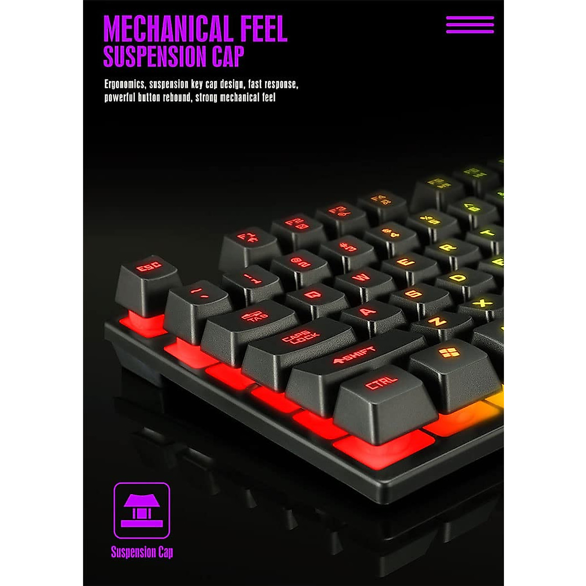 Tronic Mechanical Gaming Keyboard, RGB Keyboard and Mouse, LED Mouse and Keyboard Gaming, RGB Backlit Full Anti-ghosting Keys for Computer/PC/Laptop/MAC