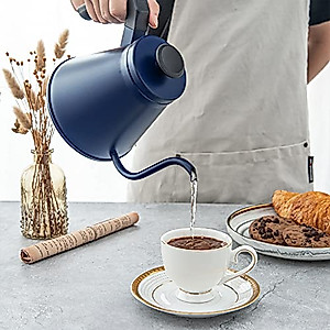 Kanmart Pour Over Coffee Kettle Barista's Choice Works on Stove and Any Heat Source stove top pour over kettle Gooseneck Teapot with Precision Pour Spout Premium Stainless Steel(1.2Liter, 40oz) (blue)