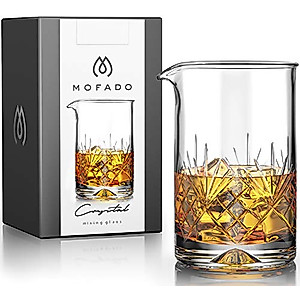 Mofado Crystal Cocktail Mixing Glass - 24oz 710ml - Thick and Sturdy Bottom, Durable - Premium Seamless Design - Professional Quality