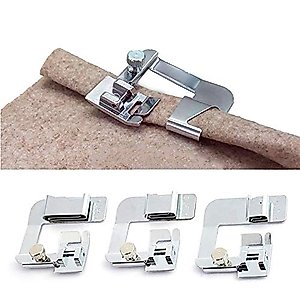 ANYQOO 3 Sizes Rolled Hem Pressure Foot Sewing Machine Presser Foot Hemmer Foot Set (1/2 Inch, 3/4 Inch, 1 Inch) for Singer, Brother, Janome and Other Low Shank Adapter (Rolled Hem Presser Feet)