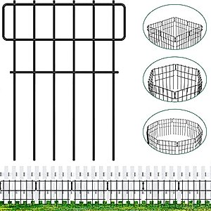 Animal Barrier Dog Fence Outdoor - 10 Pack No Dig Fence for Dogs Rabbit Pet Outside Use, Garden Fence Animal Barrier Fence, Metal Fencing Panel, 17 in(H) X 10.83 Ft(L)