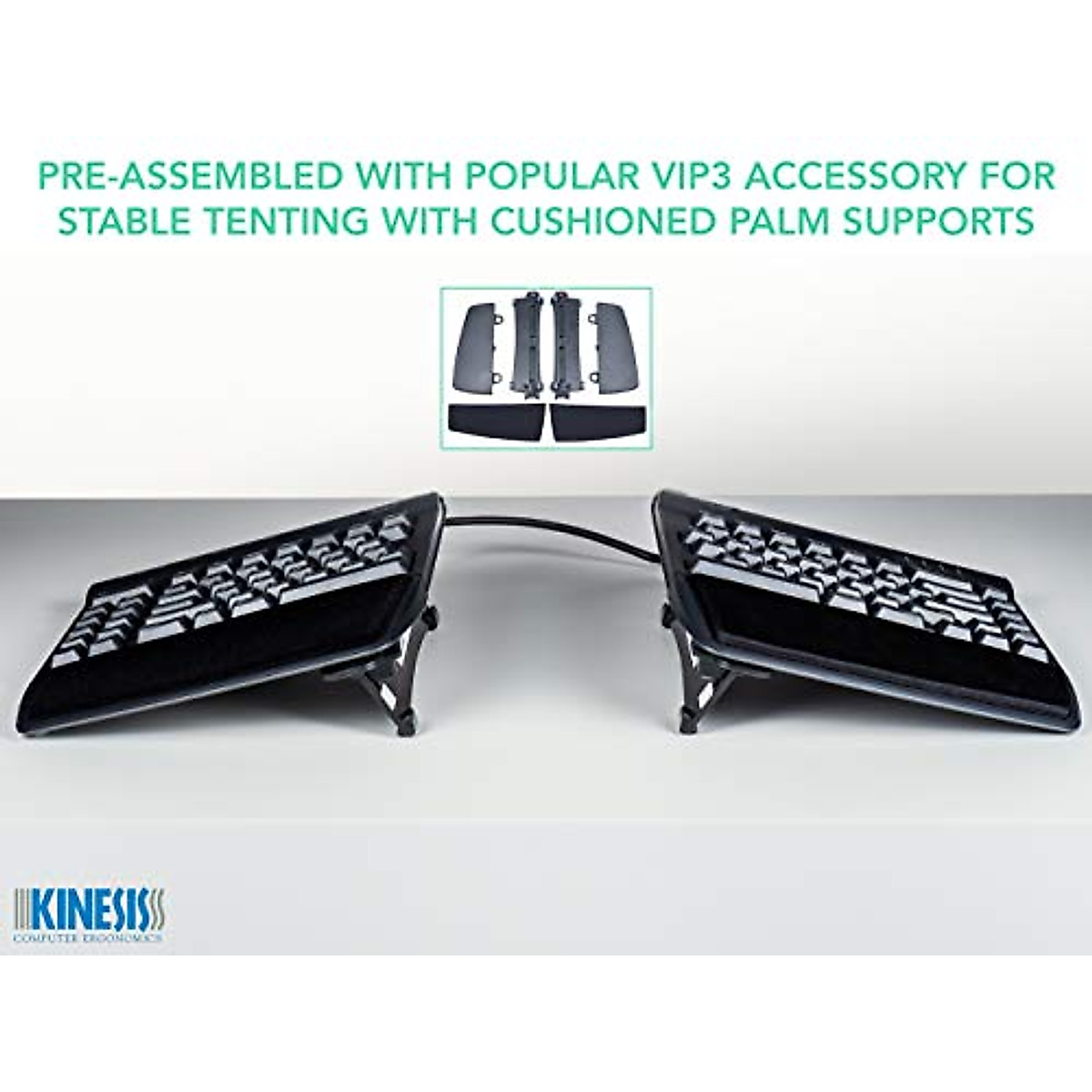 KINESIS Freestyle2 USB-C Ergonomic Keyboard w/ VIP3 Lifters for PC (9" Separation) (KB820PB-US)