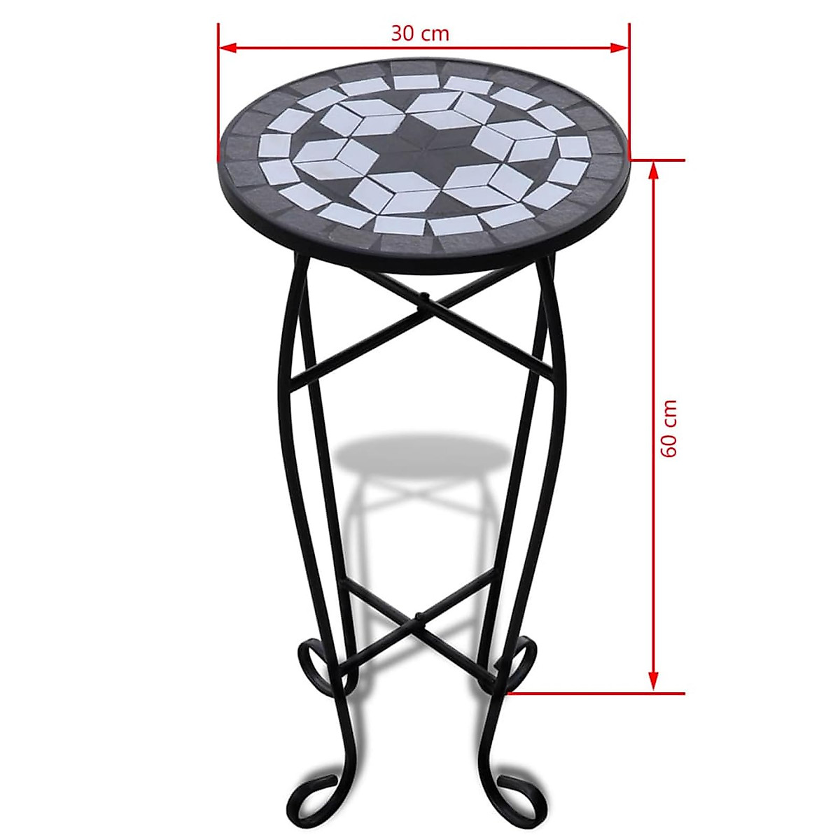 Gecheer Mosaic Side Table Plant Table Black White