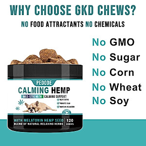 Pedode Hemp Calming Chews for Dogs - Anxiety Relief Dog Calming Treats 100% Natural Ingredients, 120 Chews, Duck Flavor