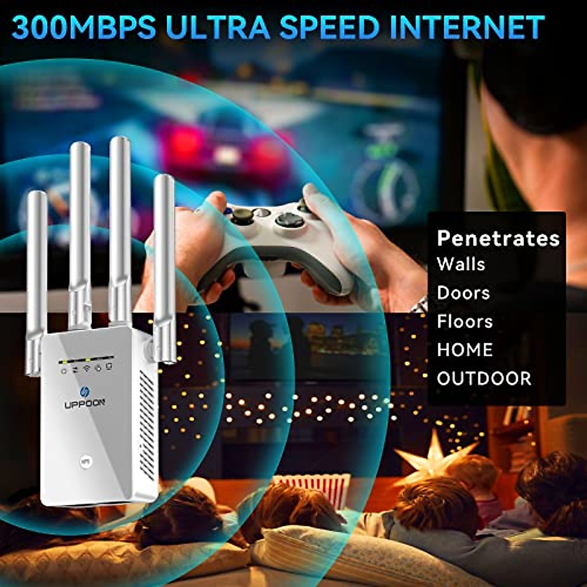 2023 WiFi Extender WiFi Booster, Cover up to 9800 sq.ft & 50 Devices WiFi Range Extenders Signal Booster for Home, Wireless Internet Signal Amplifier with Ethernet Port, Wi Fi Repeater Easy Setup.
