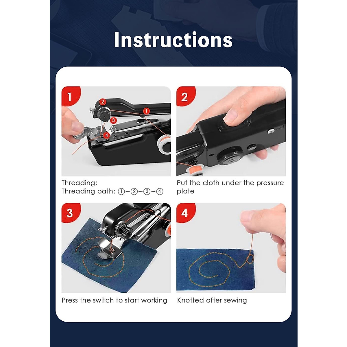 Handheld Sewing Machine, Mini Handheld Sewing Machine for Quick Stitching,Portable Sewing Machine Suitable for Home,Travel and DIY,Electric Handheld Sewing Machine for Beginners,Black