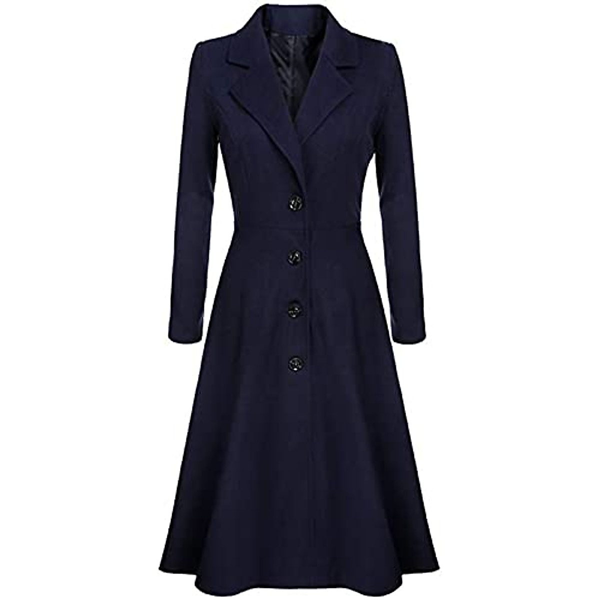 Peacoat Womens Steampunk Jacket Woolen Blend Coats Lapel Wrap Swing Flared Winter Long Overcoat Jacket Woman Plus Size Coats For Women Black Puffer Coat With Coats Jackets (XL, Navy)