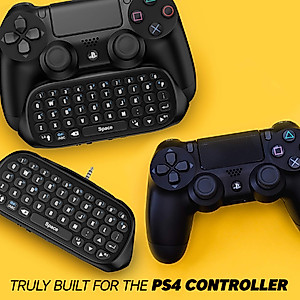 Gamers Digital ChatPad Keyboard for Sony PS4 Controllers Black – LED Backlit & Wireless with 2.4gHz USB Receiver