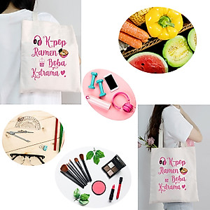 MEIKIUP K-Pop Lover Tote Bag Canvas Shopping Bag K-Drama Lover Gift K-Pop Fashion for Fans Milk Tea Lover Gift (KRBK Tote Bag)