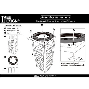 Ikee Design 5 Tiers Easy Assemble Wood Rotating Jewelry Display Tower with 42 Removable Hooks,Spinning Earring Card Storage Display Stand for Store, Showcase, Tradeshow and Home,Brown Color