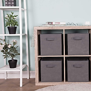 MAX Houser Storage Bins Cubes Baskets Containers with Dual Handles for Home Closet Bedroom Drawers Organizers,Foldable,10.5x10.5x11 Inches,Set of 6