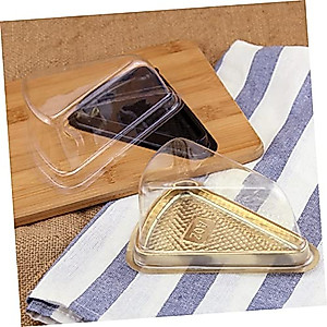 Anneome 10pcs Box Mini Cake Boxes Mini Plastic Containers Cake Stand with Cover Sandwich Take Out Container Bake Packaging Supplies Black Cake Stand Sandwich Box Triangle Box Packing Box