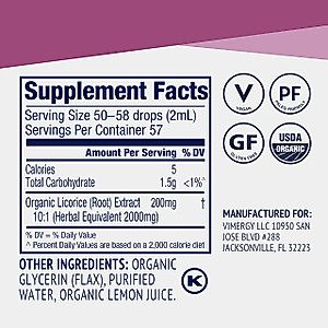 Vimergy USDA Organic Licorice Root Extract, 57 Servings – Alcohol Free Licorice Root Drops – Supports Digestive System & Respiratory Health - Gluten-Free, Non-GMO, Vegan & Paleo Friendly (115 ml)