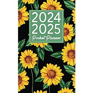 2024-2025 pocket planner: 2 year Pocket Calendar January 2024 to December 2025 - Sunflower Pattern