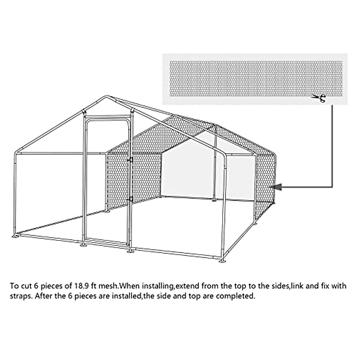 JOVNO Large Metal Chicken Coop Cage Walk-in Enclosure Poultry Hen Run House Playpen Exercise Pen Outdoor Yard Poultry Pet Hutch with Weather Proof Cover
