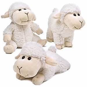 Tiny Heart Stuffed Animal Sheep Lamb Plush Toy 3 Pcs Sheep Stuffed Animal Cute and Soft Toy Plush Sheep for Kids Boys and Girls Lamb Toys White