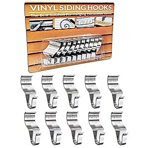 NACETURE Vinyl Siding Hooks for Hanging (10 Pack) Siding Clips for Hanging Outdoor Decorations for Patio, Heavy Duty Outdoor Light Wreath Hangers for Fall Porch Décor Christmas Decorations