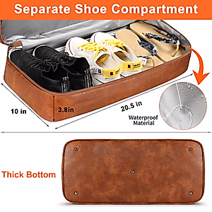 IBFUN Overnight Bags for Women, Large Travel Duffel garment Bag for Women with Shoes Compartment, Carry on Bag for Airplanes Men Leather Travel Business Essential Toiletry Gift 3Pcs