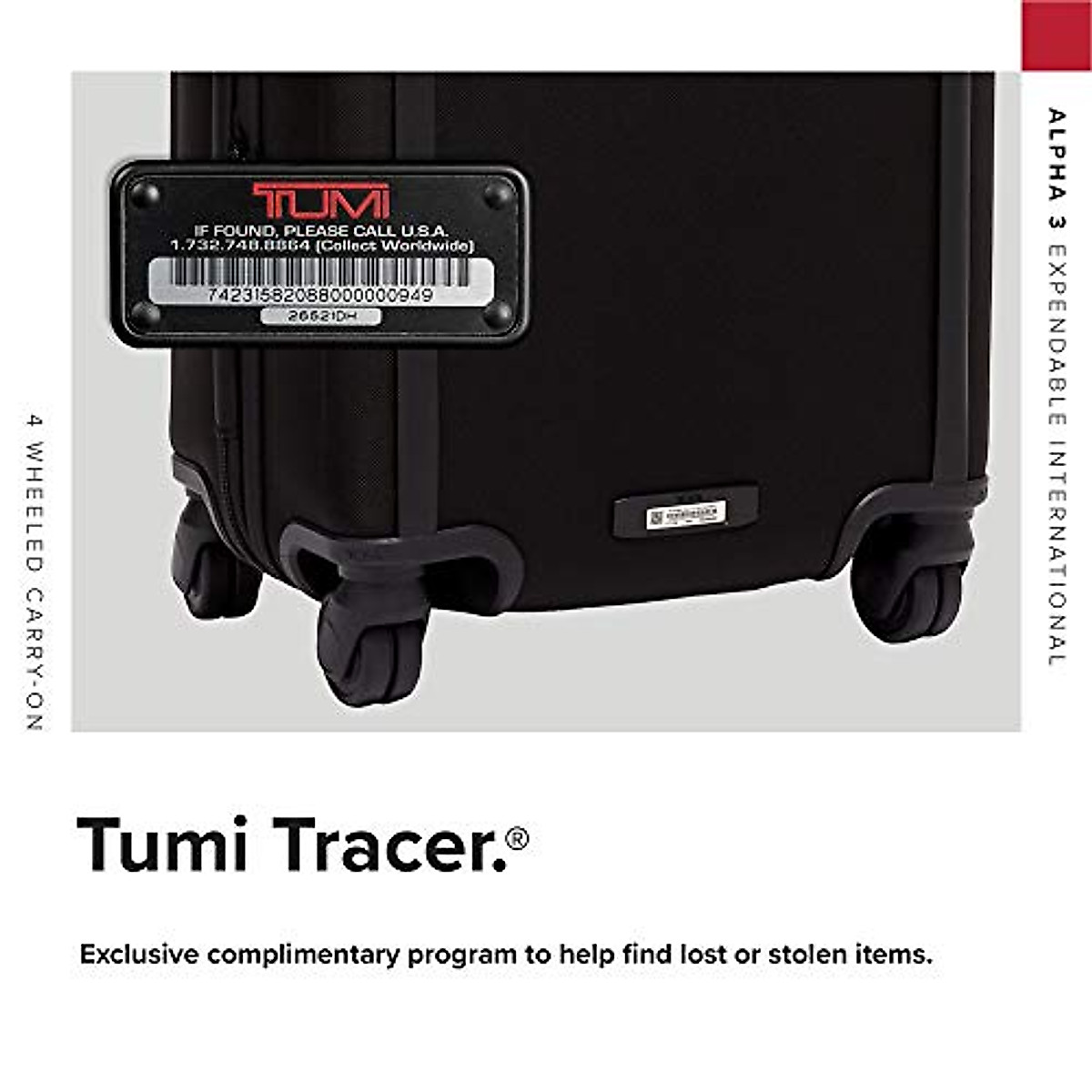 TUMI Alpha 3 International Expandable 4-Wheeled Carry-On - Weekend and Internation Travel Luggage - Black