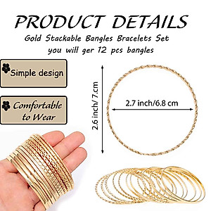 Sakytal Gold Stackable Bangle BraceletsIndian Multi Bangles Bracelet layered Bracelet Set for Women