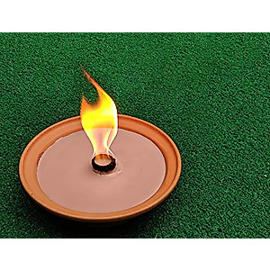 Hyoola 5 Hour Outdoor Firebowl Candle - Unscented Large Flame Wick in Terra Cotta Bowl - Insect and Mosquito Repellent Effect - for Table, Patio, Yard, Camping, Outdoors - Peach.
