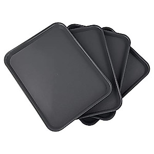 Xowine 4-Pack Plastic Fast Food Tray, Serving Tray, Gray