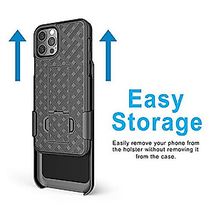 Aduro Combo Case & Holster for iPhone 12/ 12 Pro, Slim Shell & Swivel Belt Clip Holster, with Built-in Kickstand for Apple iPhone