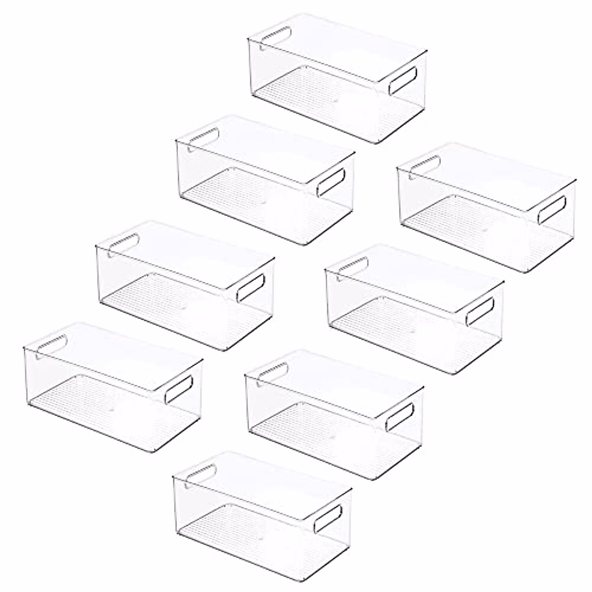 mDesign Deep Plastic Kitchen Storage Organizer Container Bin for Pantry, Cabinet, Cupboard, Shelves, Fridge, or Freezer - Holds Dry Goods, Sauces, Condiments, Drinks, Ligne Collection, 8 Pack, Clear