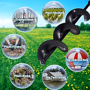 3x34 Auger Drill Bit for Planting,Disassemble Length Garden Auger Drill Bit,Garden Spiral Hole Drill for Bulbs and Potted Plants,Planting Auger for 3/8" Hex Drive Drill