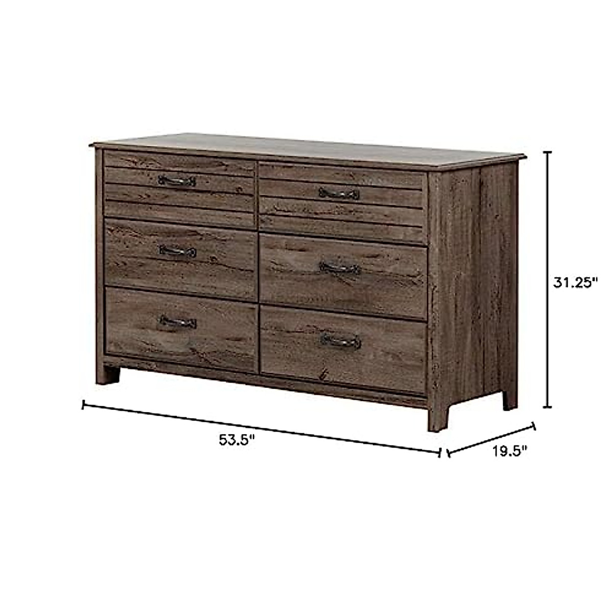 South Shore Ulysses 6-Drawer Double Dresser, Fall Oak