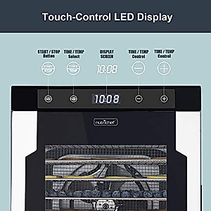 NutriChef Electric Countertop Food Dehydrator -900-Watt Premium Multi-Tier Meat Beef Jerky Maker Fruit/Vegetable Dryer w/10 Shelf Stainless Steel Trays,Digital Timer,Temperature Control-NCFD10S