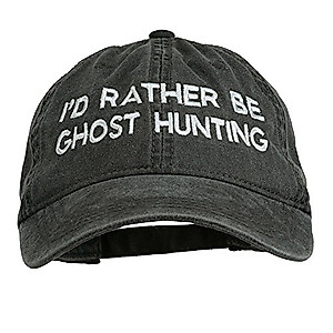 e4Hats.com Ghost Hunting Embroidered Washed Cap - Black OSFM
