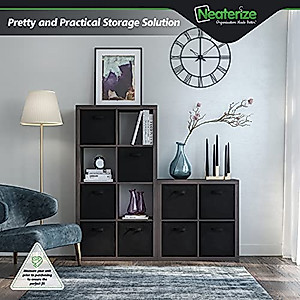 13x13 Large Storage Cubes (Set of 9). Fabric Storage Bins with Dual Handles | Cube Storage Bins for Home and Office | Foldable Cube Baskets For Shelf | Closet Organizers and Storage Box (Black)